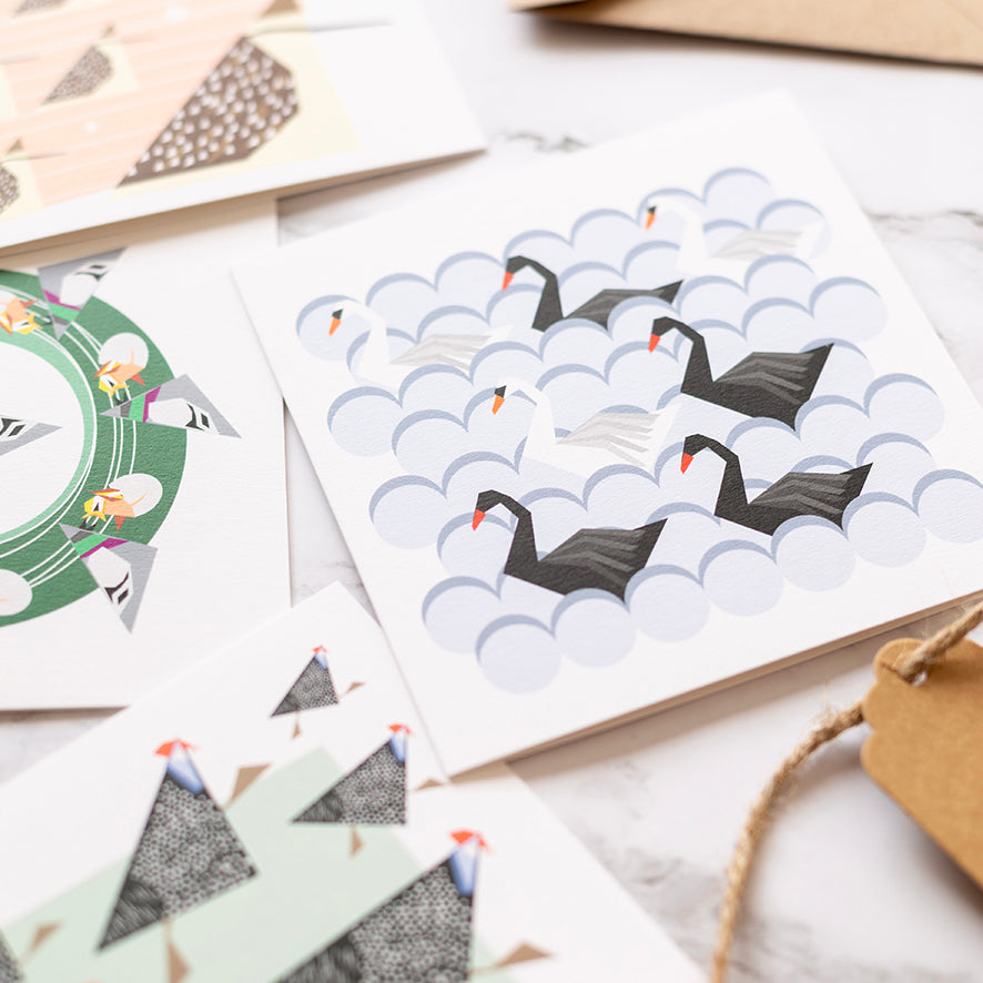 6 x Small Christmas Cards -7-12 days of Christmas – TwentyBirds